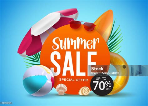 여름 판매 벡터 배너 템플릿 여름 세일 특별 제공 텍스트 와 최대 70 해변 요소 같은 해변 요소 플로터와 선글라스 휴일 프로모션 할인에 대 한 여름에 대한 스톡 벡터 아트
