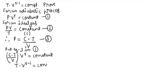 solved show that for an ideal gas undergoing an adiabatic process tv