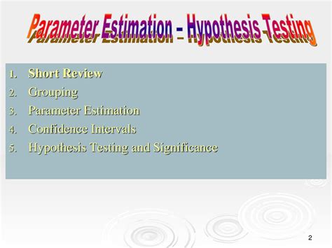 Parameter Estimation Hypothesis Testing Ppt Download