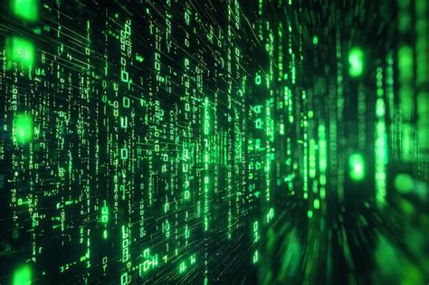 Green Dark Binary Code With Data Streaming Background Created With Generative Ai Premium Ai