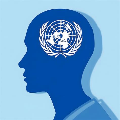 Cabeza Azul Emblema Blanco De La Onu Con Un Globo Rodeado De Ramas De Olivo Unidad Global
