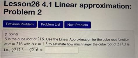 solved lesson26 4 1 linear approximation problem 2 previous