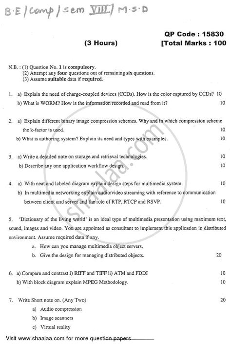 Multimedia System Design 2014 2015 Be Computer Engineering Semester 8 Be Fourth Year Old