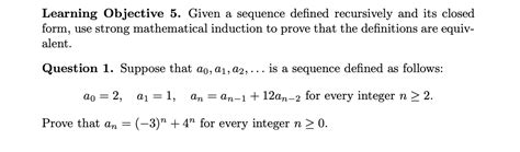 solved learning objective 5 given a sequence defined