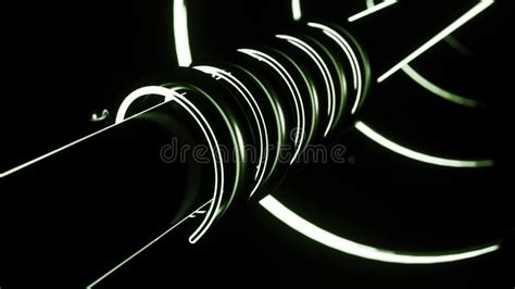 Green Pipeline On A Black Background Design Rotating Spiral Around
