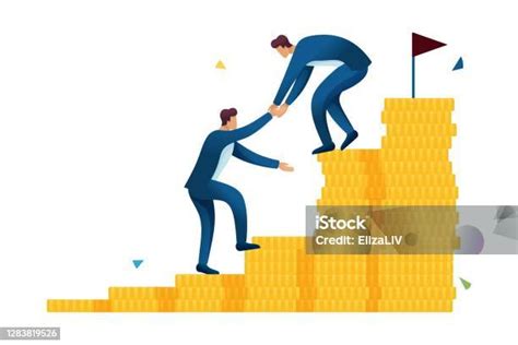기업가가 친구가 사다리를 부를 수 있도록 도와줍니다 플랫 2d 웹 디자인 기업가에 대한 스톡 벡터 아트 및 기타 이미지 기업가 남자 남자 사업가 Istock