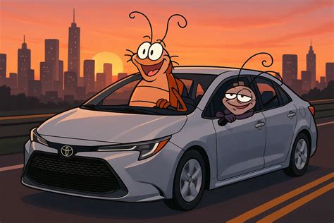 Rube Roach And Reg Roach Are Happy And Riding By Car To Sees The Sunset