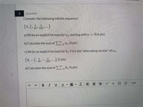Solved Points Consider The Following Infinite Sequence Chegg