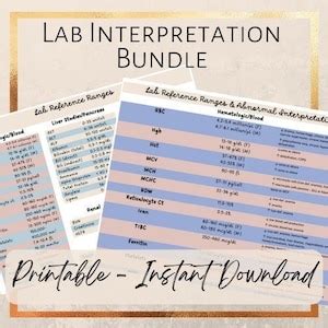 Lab Reference Ranges Interpretations Cheat Sheets Bundle Etsy