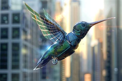Robotic Hummingbird With High Tech Features And Dynamic Design Stock
