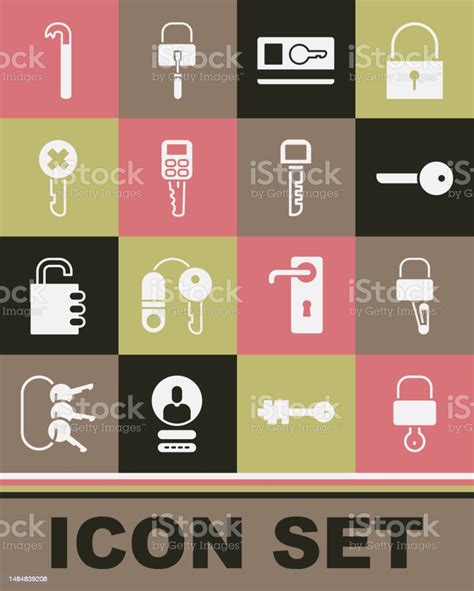 자물쇠와 열쇠를 설정하고 자물쇠 따기 열쇠 카드 리모컨이 있는 자동차 잘못된 지렛대 및 아이콘을 선택합니다 벡터 갈고리 발톱에 대한 스톡 벡터 아트 및 기타 이미지 Istock