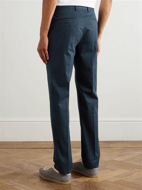 Incotex Slim Fit Cotton And Cashmere Blend Trousers Blue Incotex