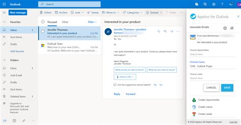 how to associate emails from outlook