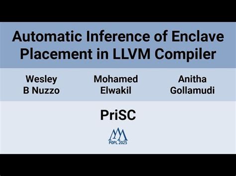 Free Video Automatic Inference Of Enclave Placement In Llvm Compiler From Acm Sigplan Class