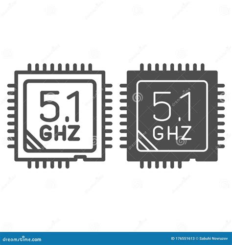 Modern Powerful Processor Line And Solid Icon Computer Microchip Cpu Overlock Symbol Outline