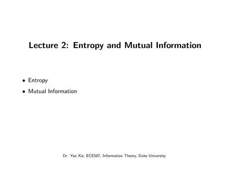 Lecture 2 Entropy And Mutual Information Pdf