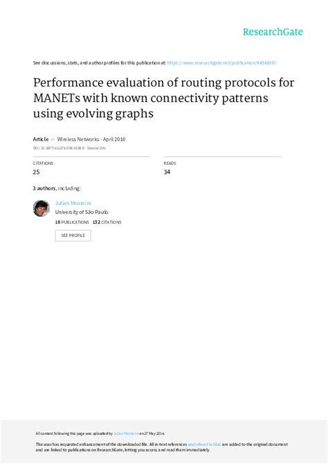 Pdf Performance Evaluation Of Routing Protocols For Ad Hoc Wireless