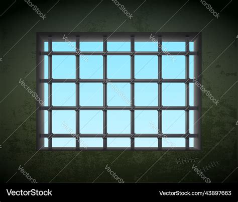Window With Metal Prison Bars In A Prison Cell Vector Image