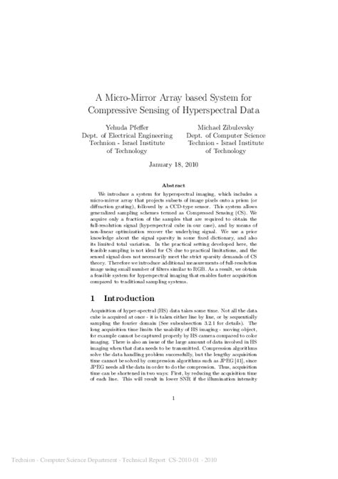 Pdf A Micro Mirror Array Based System For Compressive Sensing Of Hyperspectral Data