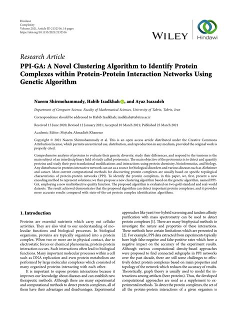 Pdf Ppi Ga A Novel Clustering Algorithm To Identify Protein