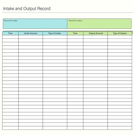 Intake And Output Chart Printable Free Printable Chart