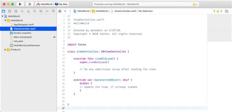 create hello world macos app devindeep