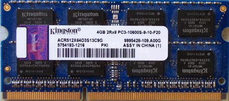 4GB 2Rx8 PC3-10600S-9-10-F20 Kingston – Laptop SODIMM