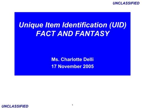 Unique Item Identification Uid Fact And Fantasy Ppt