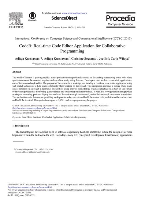 code r real time code editor application for collab procedia computer