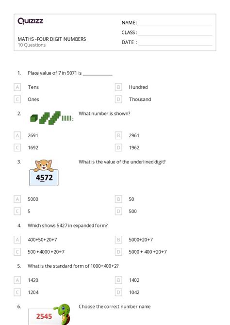 50 Identifying Three Digit Numbers Worksheets For 1st Class On Quizizz