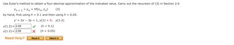 Solved Use Euler S Method To Obtain A Four Decimal Chegg
