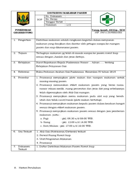 Sop Distribusi Makanan Pdf