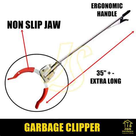 35 Extra Long Stainless Steel Trash Picker Easy Grabbing Non Slip Garbage Collector Picker