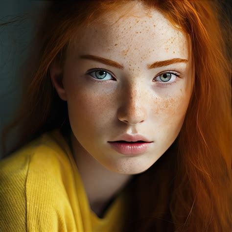 Free Ai Image Close Up On Beautiful Red Head Girl Portrait