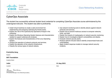 Im Excited To Share That Ive Officially Earned My Cyber Ops Associate Certification From Cisco