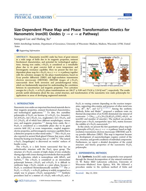 Pdf A Size Dependent Phase Map And Phase Transformation Kinetics For