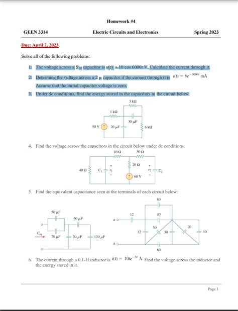 Solved Solve all of the following problems: 1. The voltage | Chegg.com