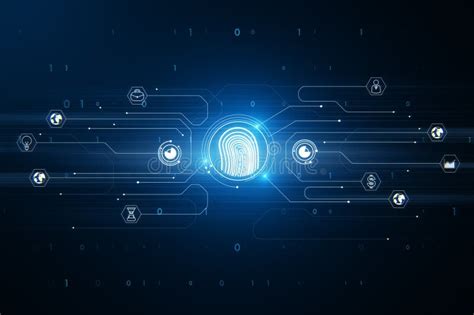 Fingerprint Interface Blue Wallpaper 3d Rendering Stock Illustration