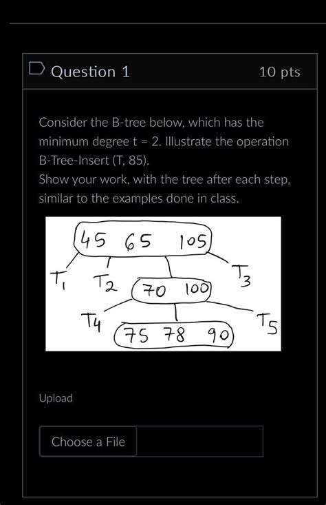 solved question 110ptsconsider the b tree below which has