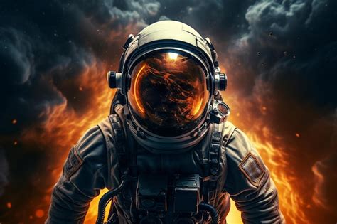 Premium Ai Image Portrait Of A Brave Astronaut In A Protective Spacesuit Generative By Ai