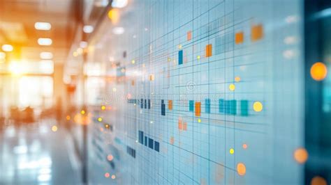 Abstract Data Visualization On A Modern Office Wall Stock Illustration Illustration Of