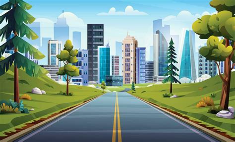 Road Background Cartoon Spring Road Background Forest Road Cartoon