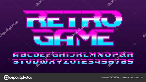 Retro Game Alphabet Font Pixel Letters Numbers 80S Arcade Video Stock Vector by ©Epifantsev ...