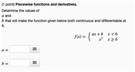 Solved Point Piecewise Functions And Derivatives Chegg
