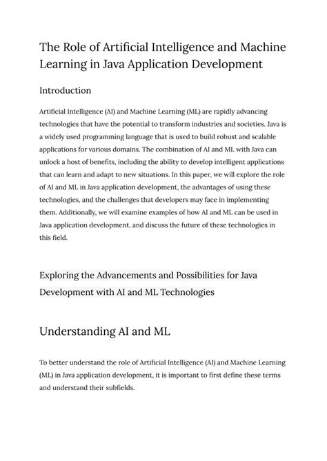 ppt the role of artificial intelligence and machine learning in java