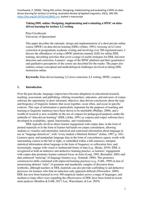 PDF Taking DDL Online Designing Implementing And Evaluating A SPOC On Data Driven Learning