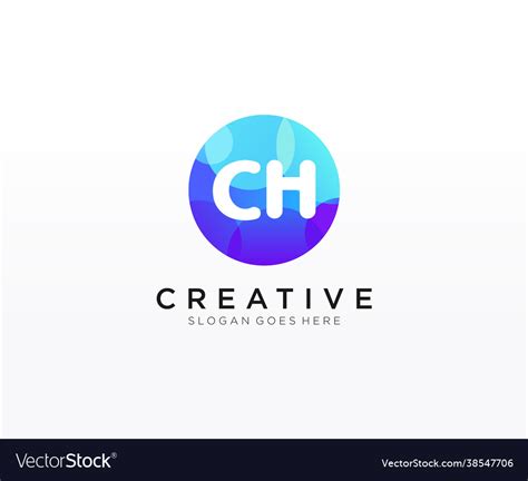 Ch Initial Logo With Colorful Circle Template Vector Image