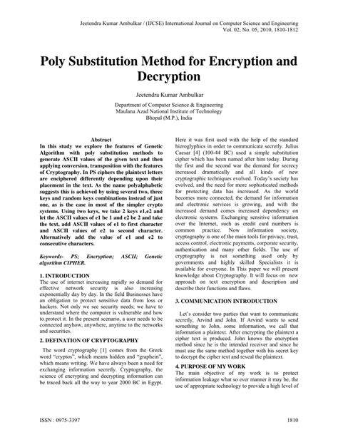pdf poly substitution method for encryption and decryption