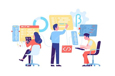 Premium Vector Coding Computers People Software Engineering Digital