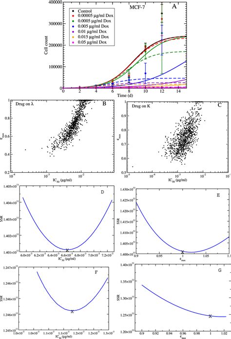 Model Fits To Extended Mcf 7 Cell Growth Data Treated With Doxorubicin Download Scientific